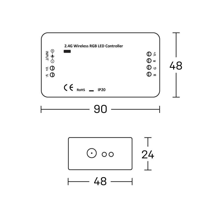 2.4Ghz RGB LED Strip Light Controller/RECEIVER (Pro# LED520) – N-Tech ...