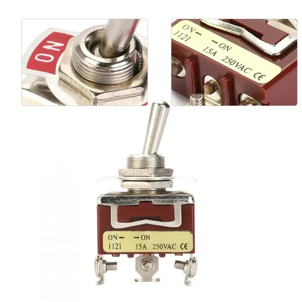 SPDT ON-ON Heavy Duty Toggle Switch 15A 250VAC /2 Position / 3 Pin (Pr ...