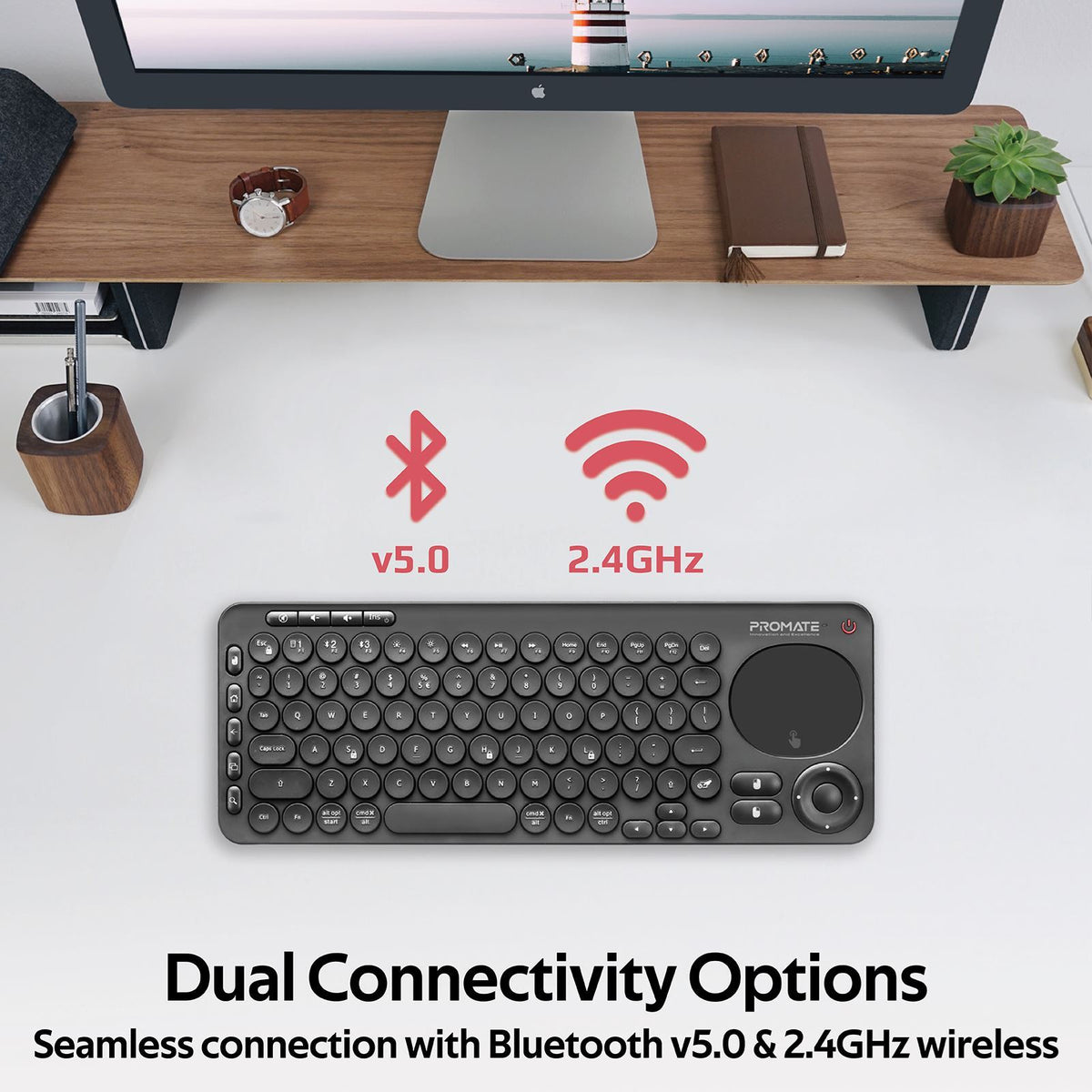 PROMATE Dual Mode Bluetooth + Wireless IR Multimedia Keyboard (Pro# KE ...
