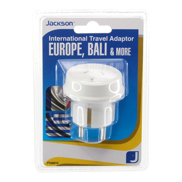 JACKSON Outbound Travel Adaptor. Converts NZ/AUS Plugs for use in Euro ...