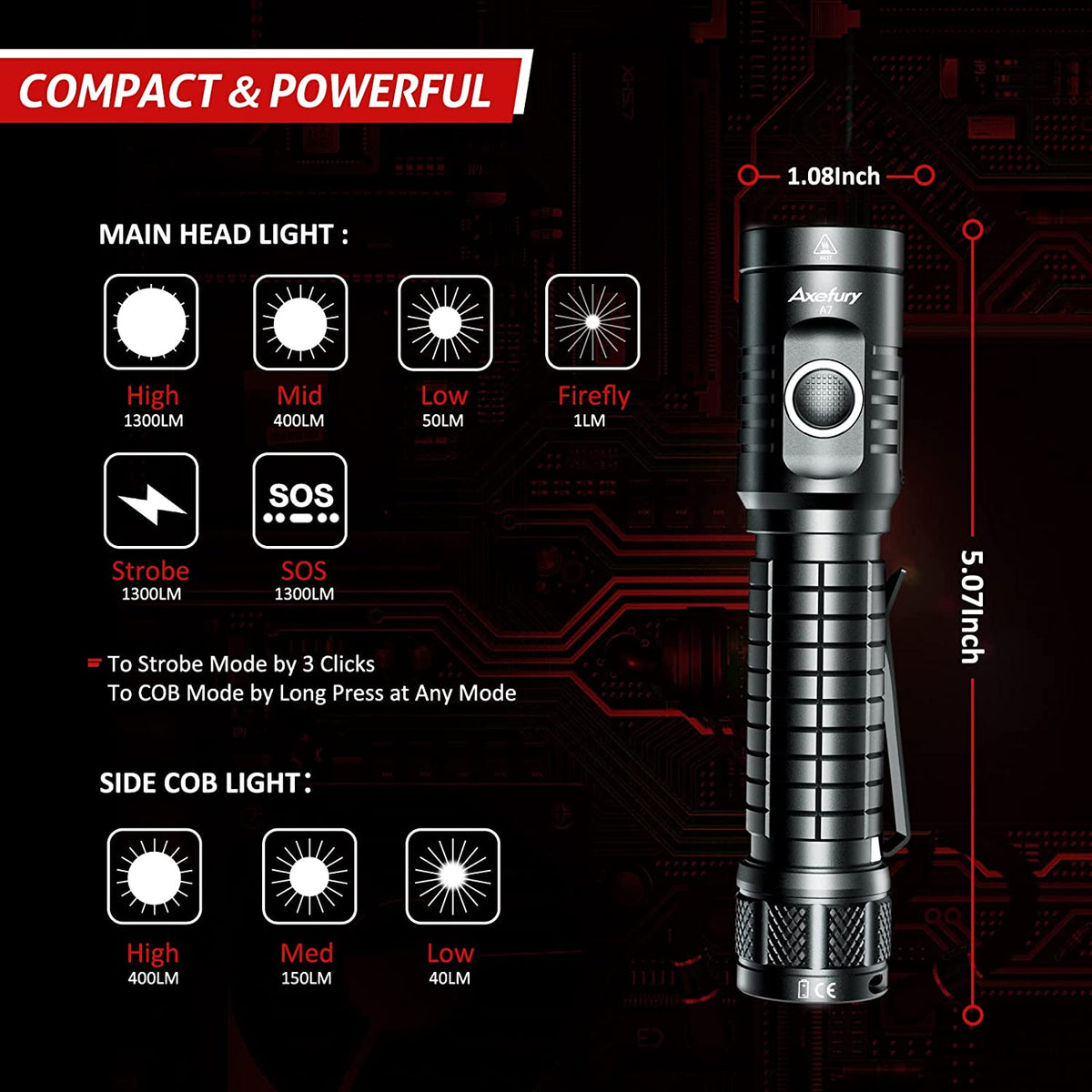 Axefury A7 1300 Lumen Rechargeable Torch (Pro# TOR073) – N-Tech 2021 Ltd